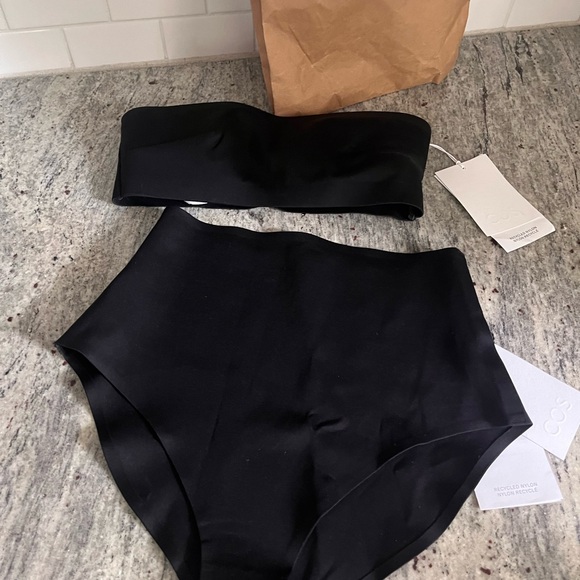COS | Swim | Cos New Scuba Bikini W Bandeau Top High Waisted Bottom ...